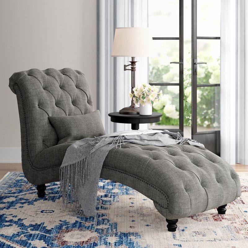 Laze Button Tufted Design Chaise Lounge Couch for Stylish Living Room ...