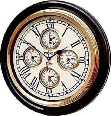 Buy Nautical Style Brass & Wooden Wall Clock Maritime Theme Clock ...