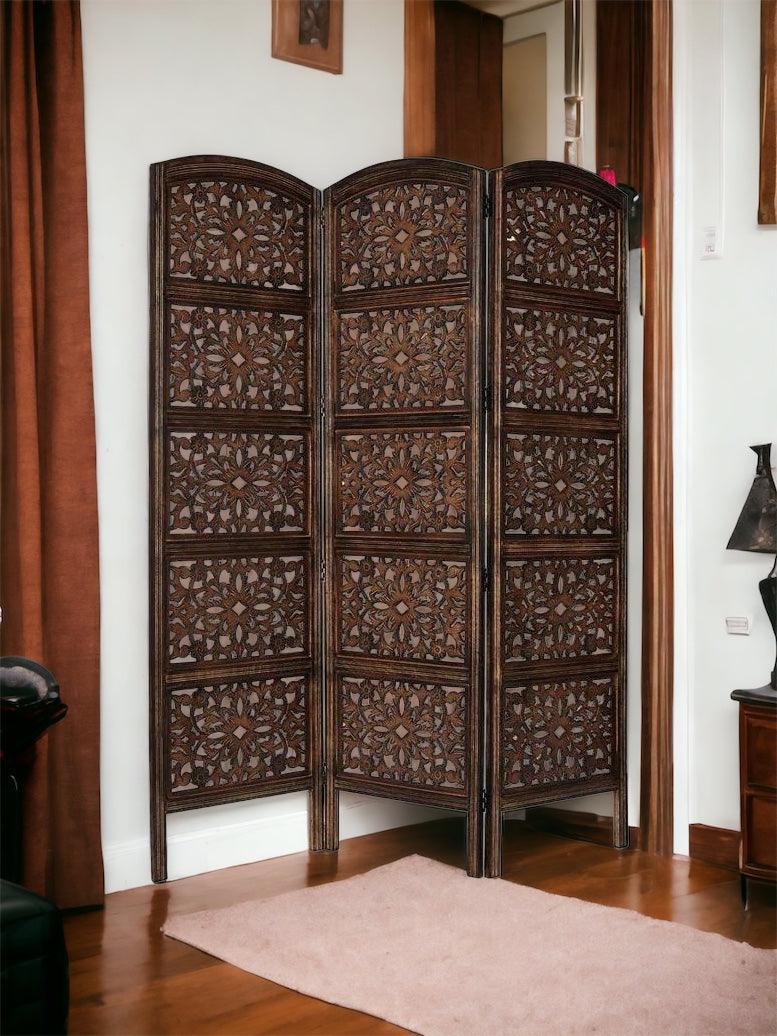 Buy Solid Wood Room Divider in Brown Color Online - WoodenTwist