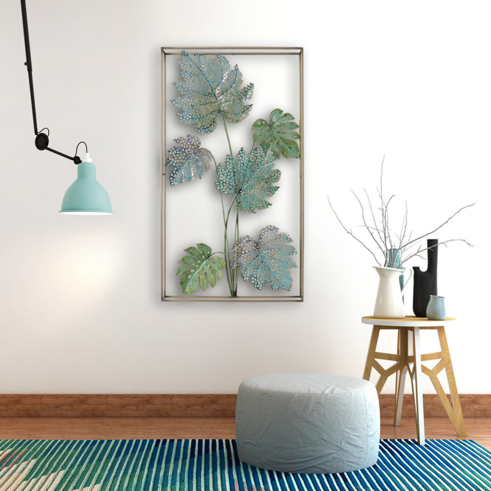 Buy Modern Green & Blue Leaf Design Wall Art online at woodentwist ...
