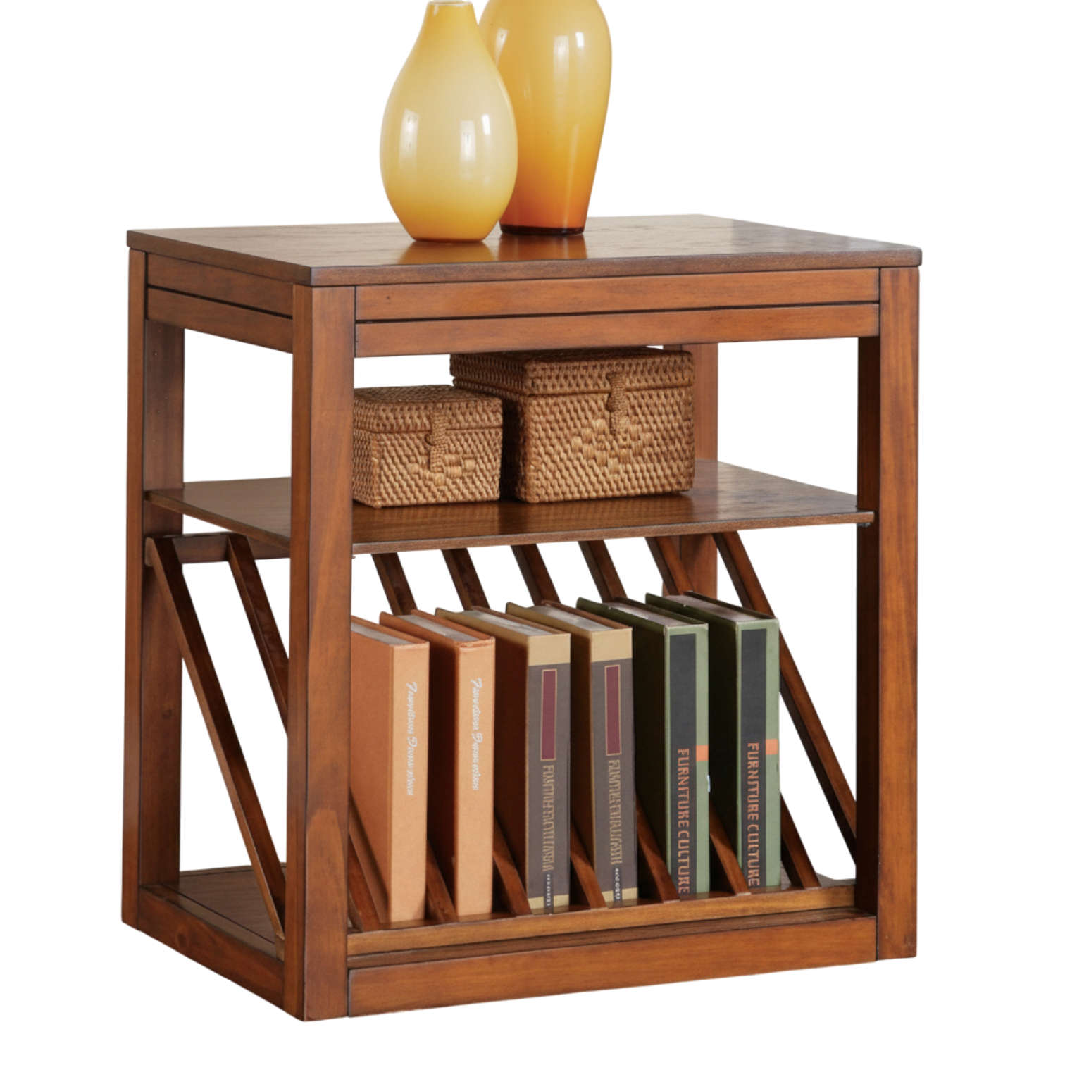 Wooden Twist Mango Wood & HDHMR End Table with Magazine Rack and Open ...