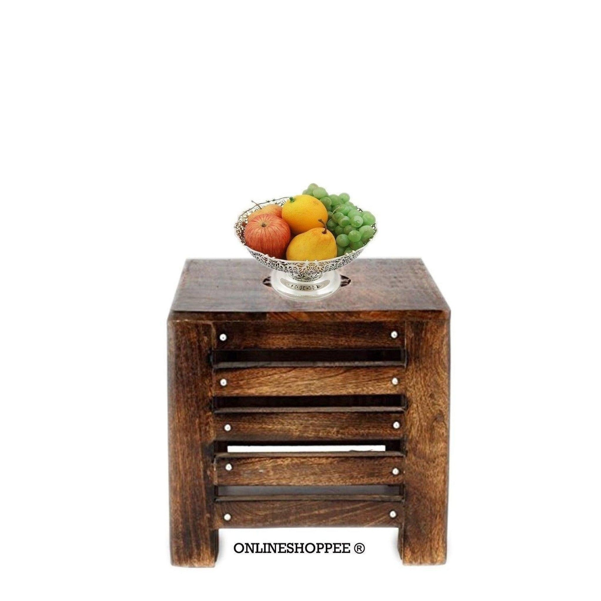 Buy Solid Wood Hand Carved End Table Online-End Tables-WoodenTwist