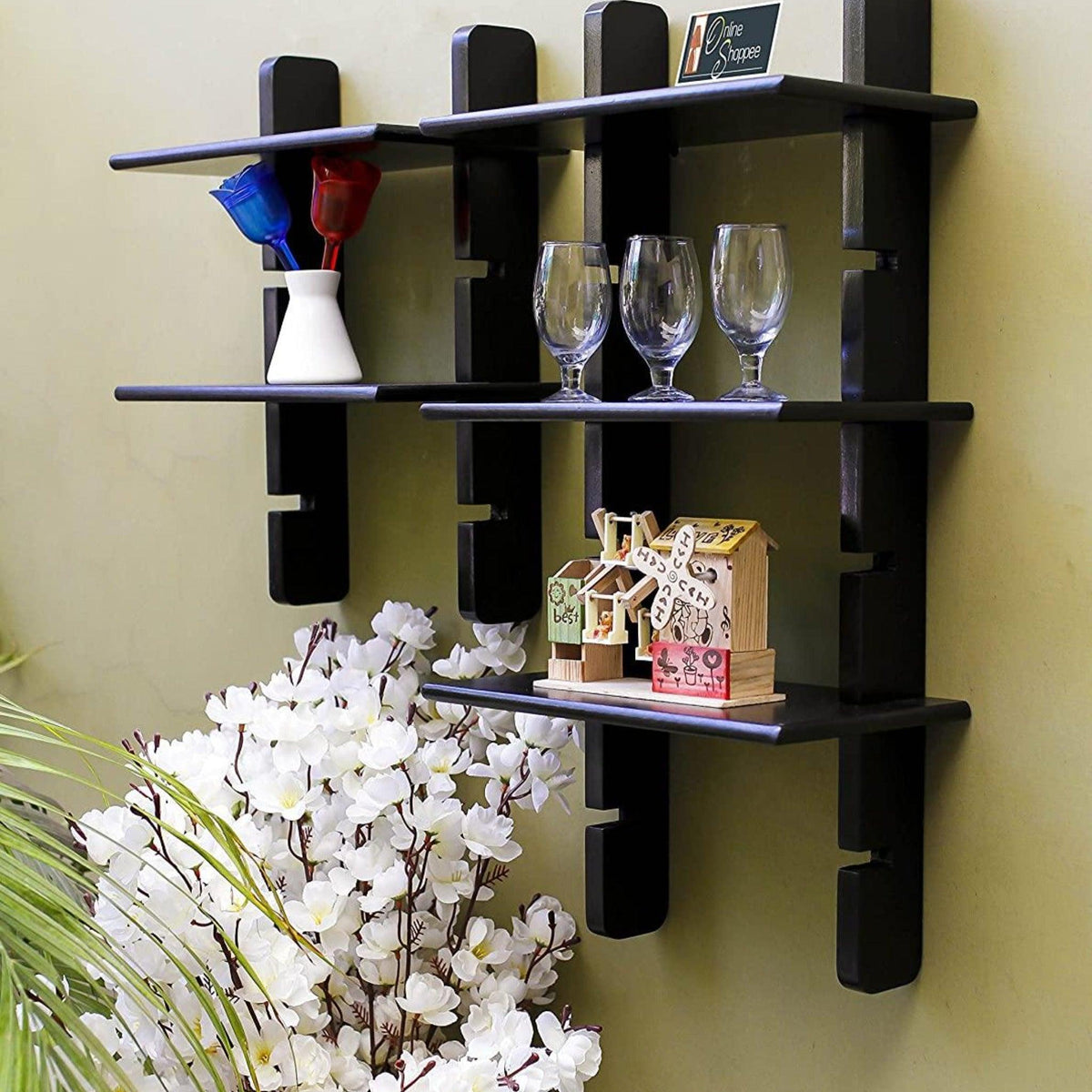 Buy Beautiful Ladder Wall Shelf Online-Solid Wood Bracket Wall Shelves ...