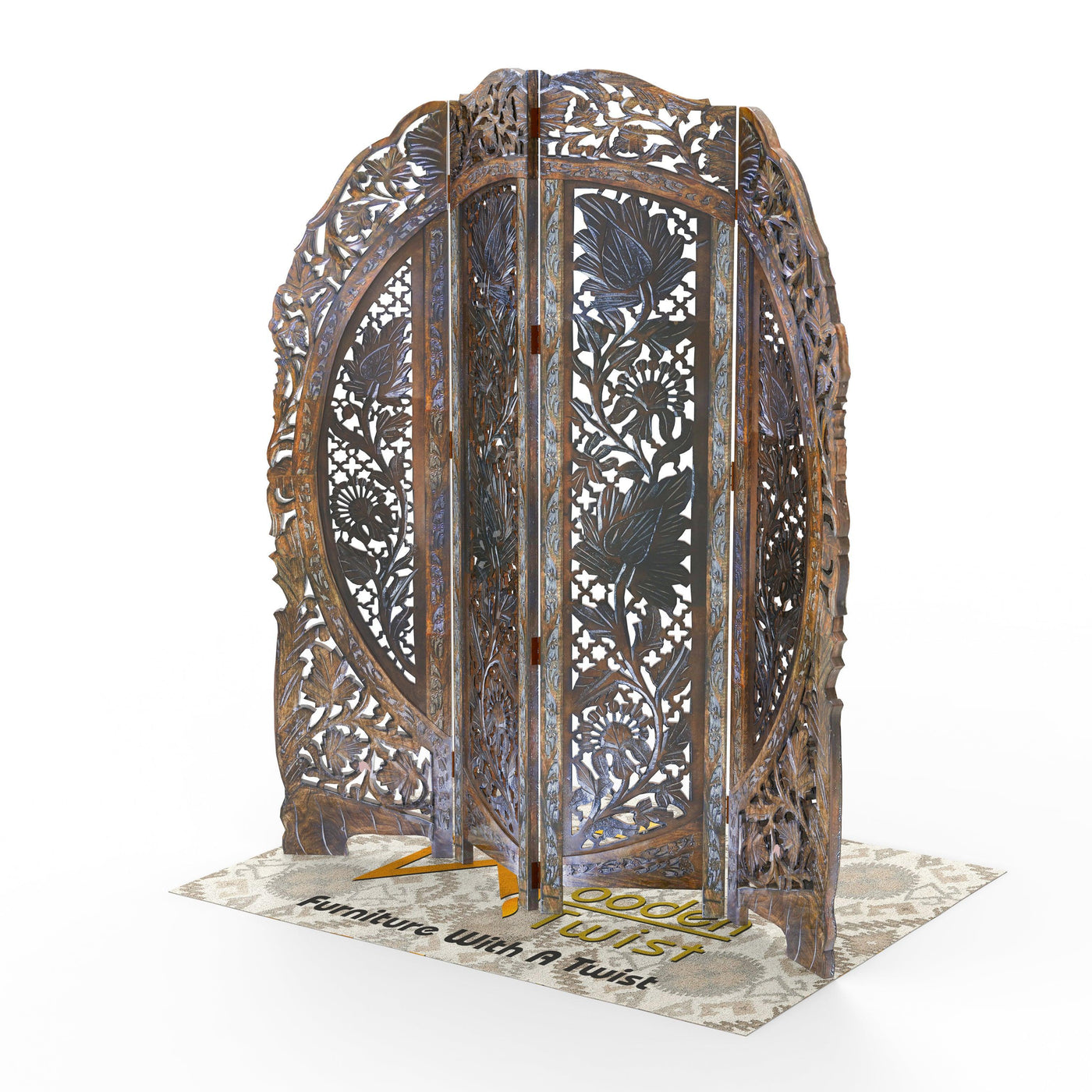 Buy Wooden Partition Screen Room Divider In 4 Panel Online - WoodenTwist