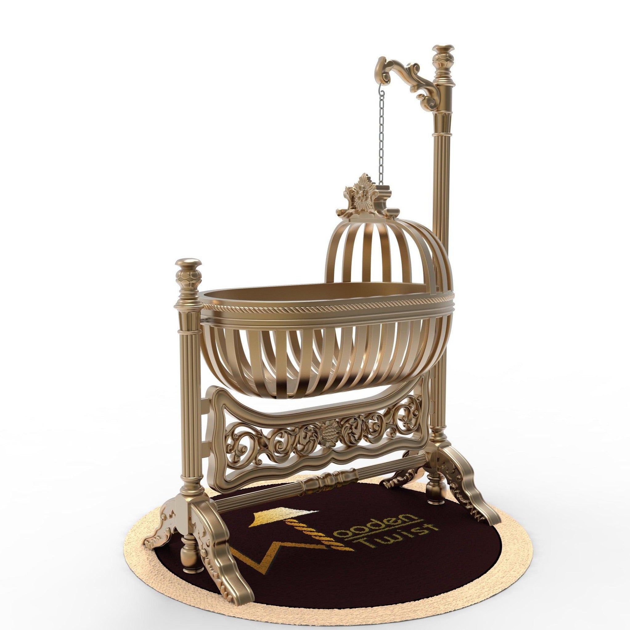 Buy Royal Teak Wood Baby Cradle (Golden Finish) Online at woodentwist ...