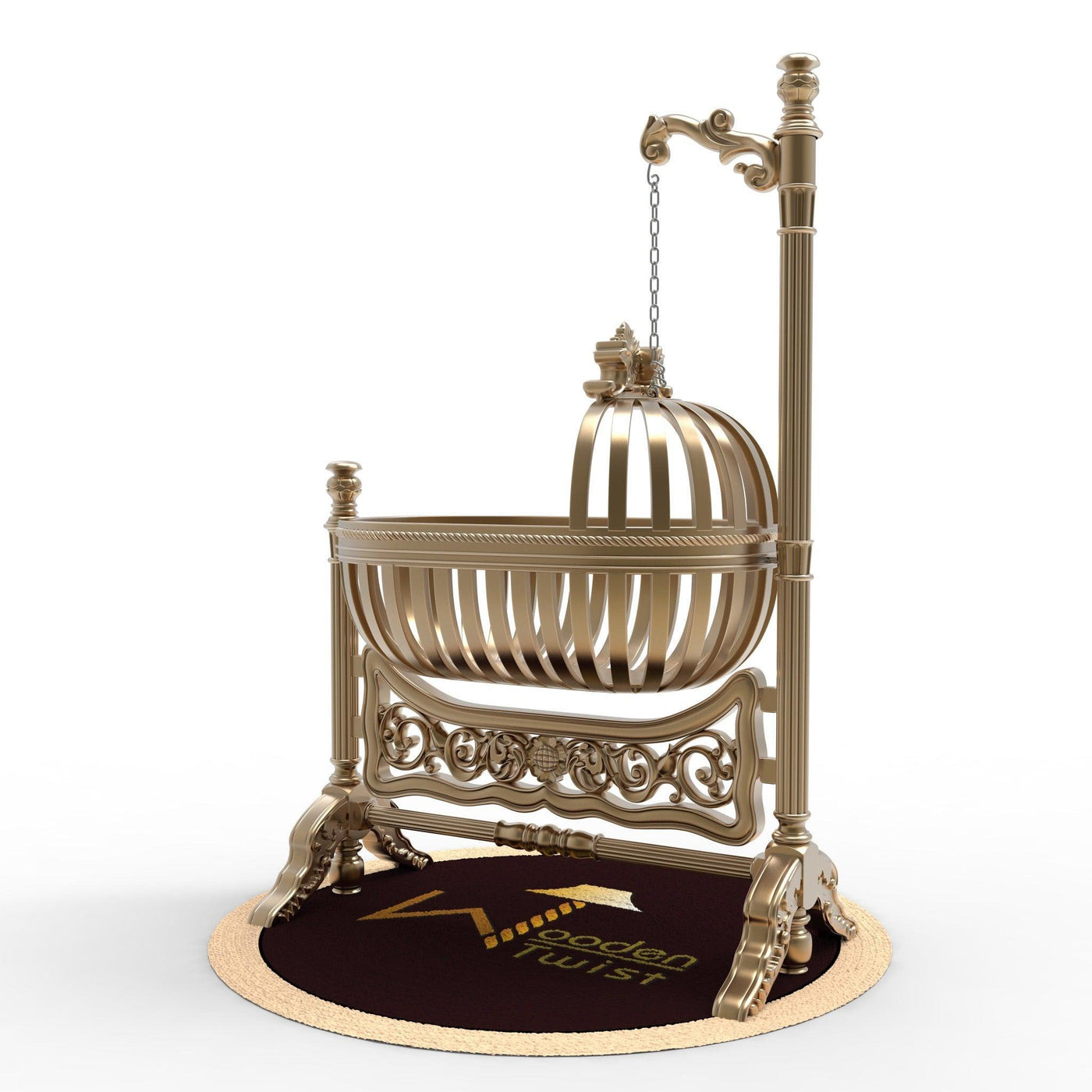 Buy Royal Teak Wood Baby Cradle (Golden Finish) Online at woodentwist ...