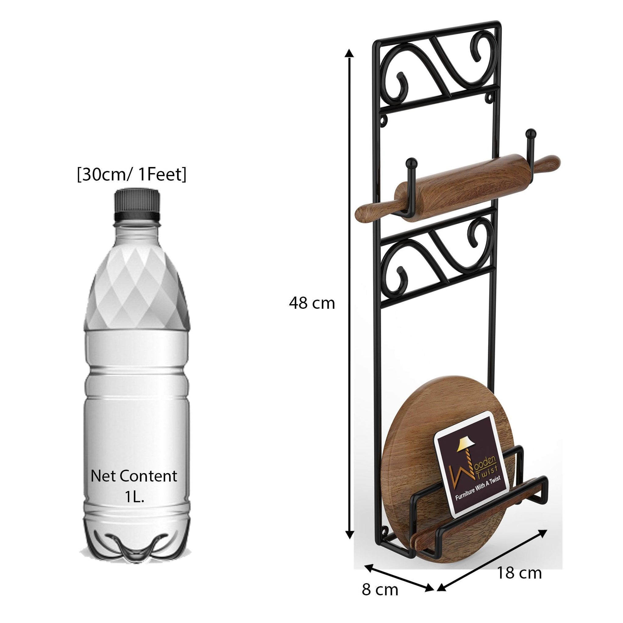Premium Wrought Iron Chakla Belan Stand — WoodenTwist