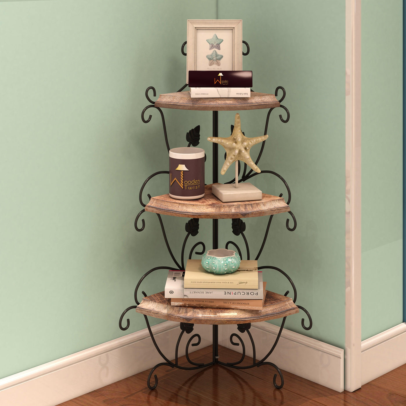 Buy Wooden Twist Trendy Iron Corner Rack Shelf Online at woodentwist ...