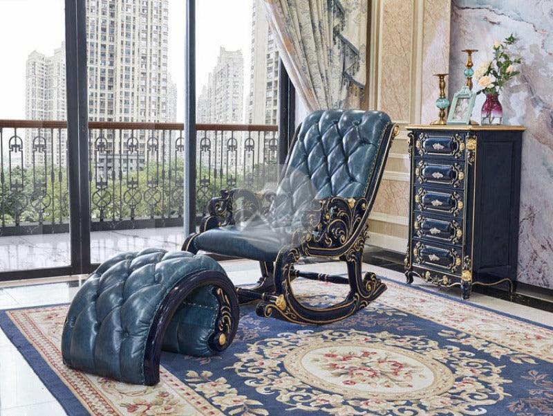 Buy Antique Graceful Hand Carved Rocking Chair with Foot Rest (Teak ...