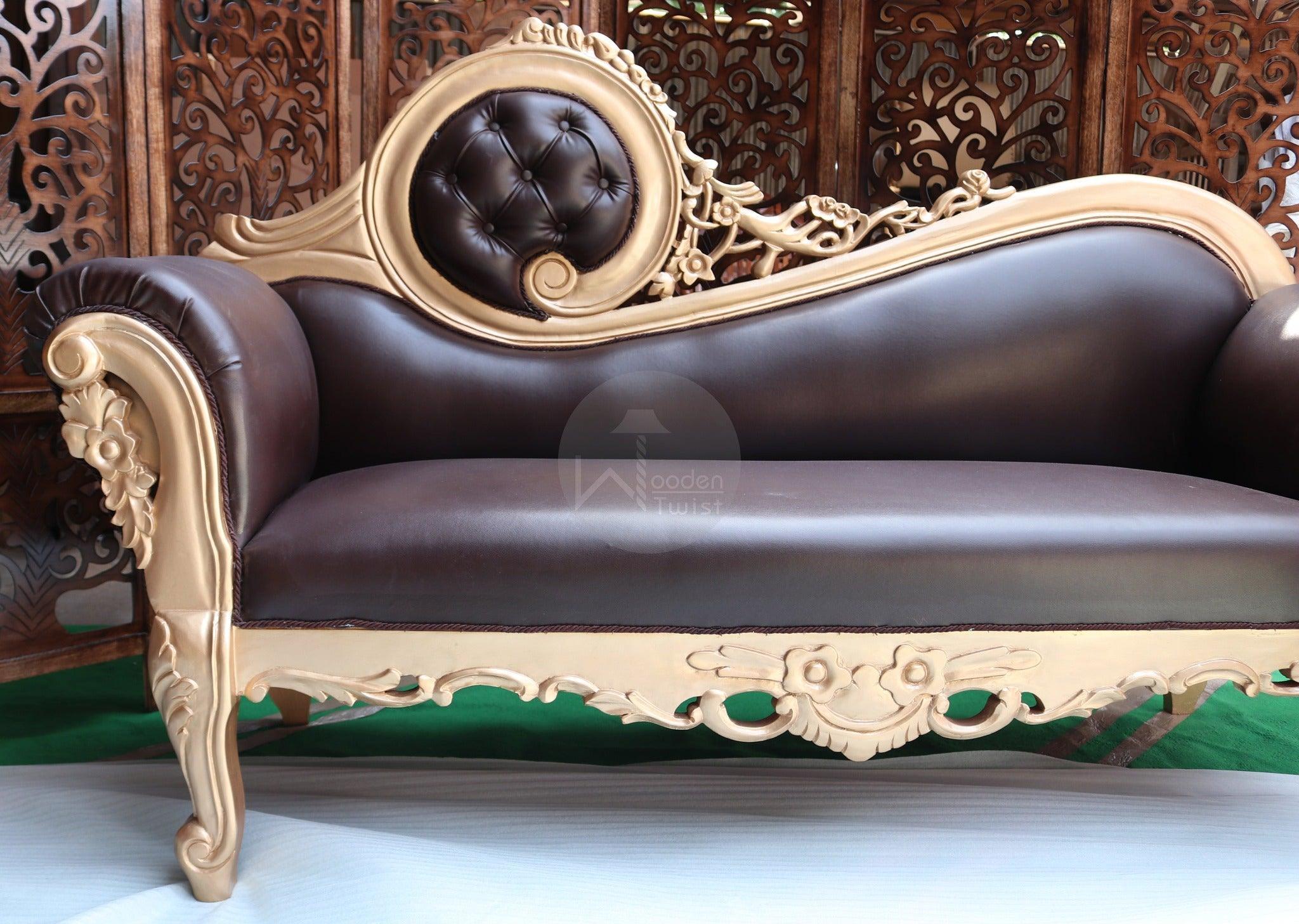 Buy Hand Carved Canapé Teak Wood Victorian Style Sofa Couch Online at woodentwist — WoodenTwist