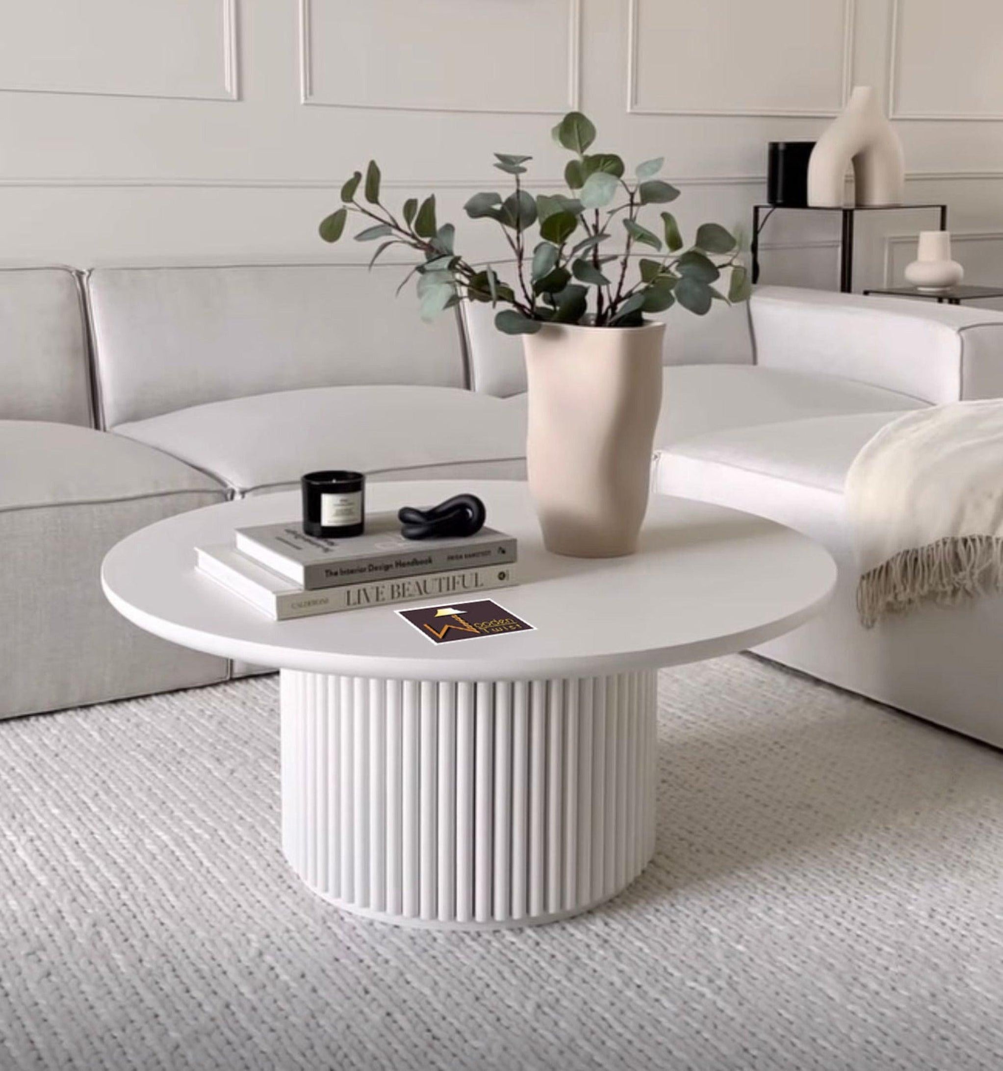 Buy Ossa Ribbed Round Coffee Table BLANCA Online at woodentwist ...
