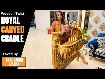 Buy Royal Teak Wood Baby Cradle (Golden Finish) Online at woodentwist ...